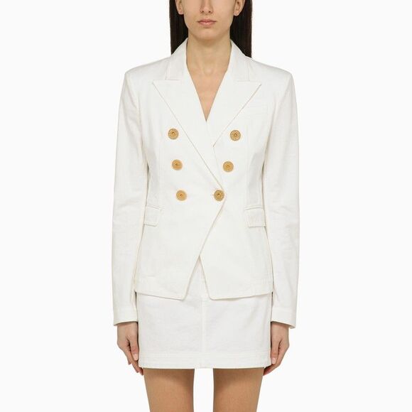 Balmain | Jackets & Coats | Balmain White Doublebreasted Cotton Jacket ...